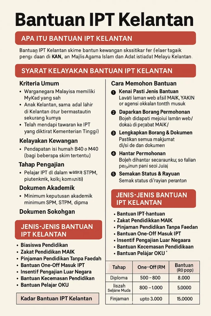 Bantuan IPT Kelantan: Syarat & Cara Mohon (MAIK & YAKIN)